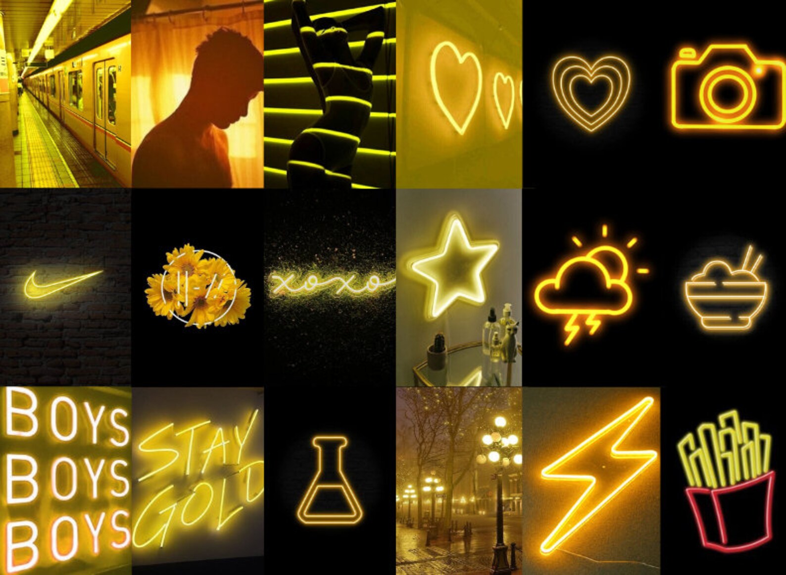 100 PCS Neon Yellow Wall Collage Kit-honey Yellow Aesthetic - Etsy Canada