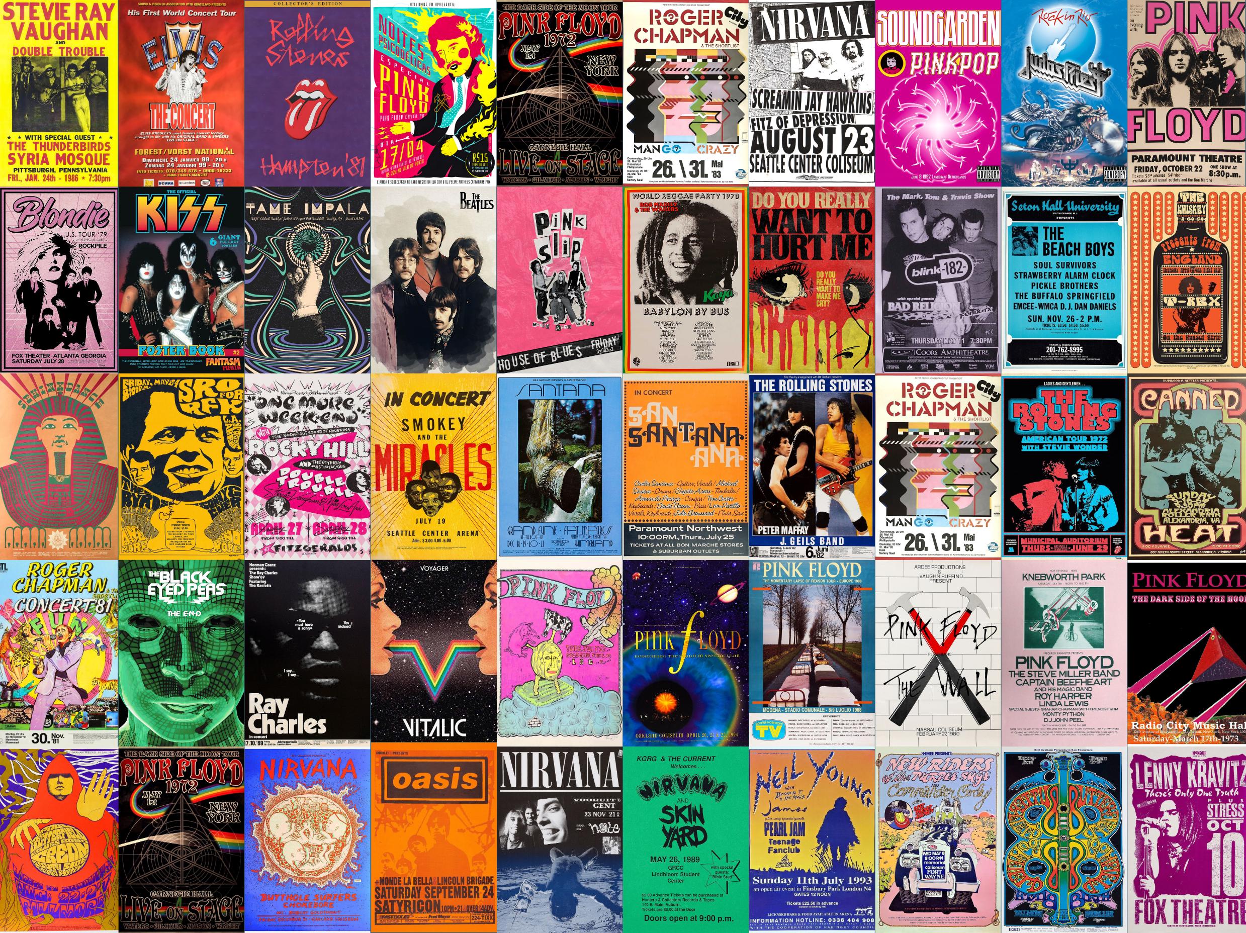 550PCS Vintage Concert Posters Wall Collage Kit, Retro Band, Classic ...