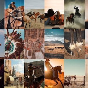 150 Western Aesthetic Wall Collage - Cowgirl Western Collage Kit - Old ...