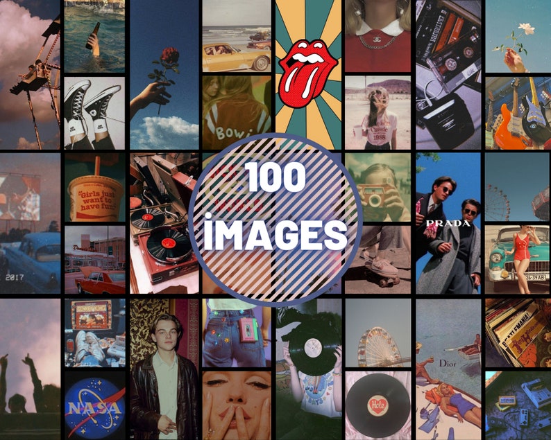 100 Vintage Retro Wall Collage Kit Retro Wall Collage Kit - Etsy