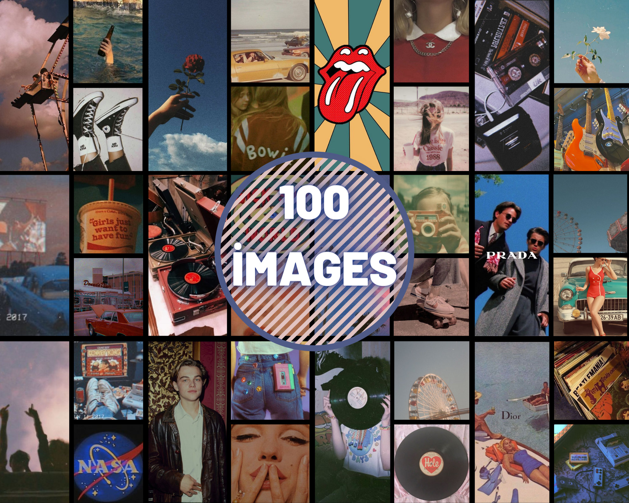 100 Vintage Retro Wall Collage Kit, Retro Wall Collage Kit, Retro ...