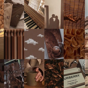 80 Brown Wall Collage Kit, Brown Collage Wall Art, Brown Photo Wall ...