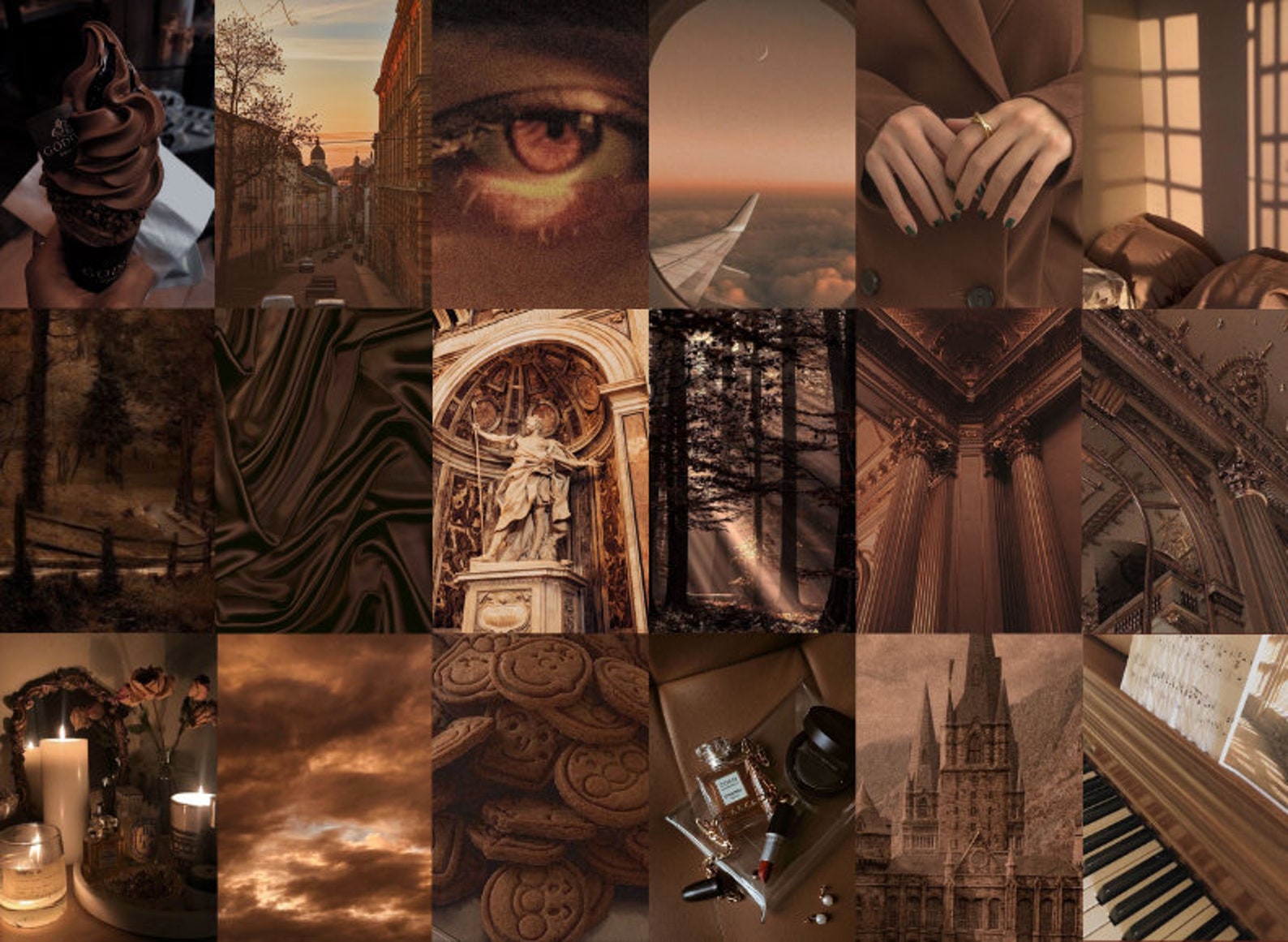 80 Brown Wall Collage Kit, Brown Collage Wall Art, Brown Photo Wall ...
