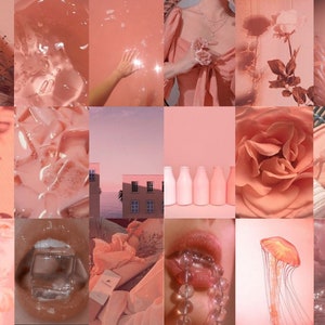 115 Peachy Pink Aesthetic Wall Collage Kit, VSCO Girl Room Decor, Peach ...