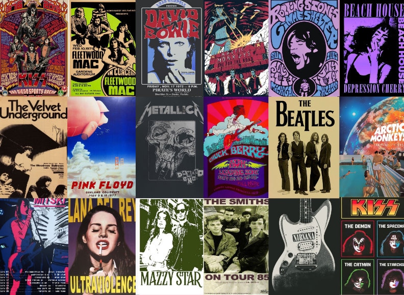 530PCS Vintage Concert Poster Retro Band Poster Classic Rock - Etsy Canada