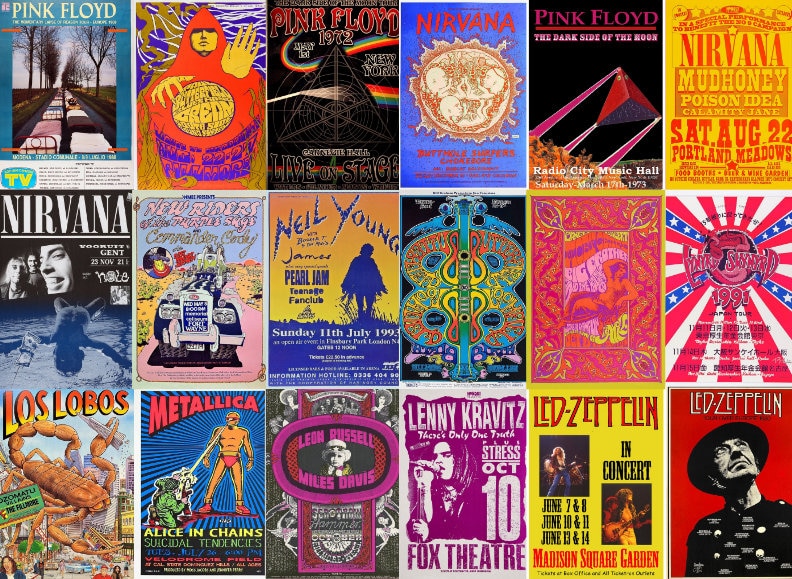 530PCS Vintage Concert Poster Retro Band Poster Classic Rock - Etsy Canada