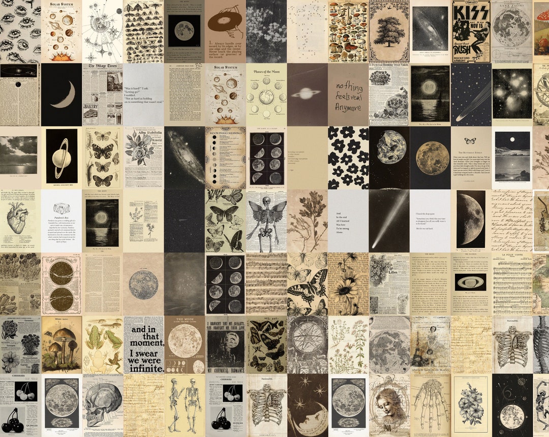 150 Vintage Aesthetic Photo Collage Kit, Grunge Room Decor, Fairycore ...