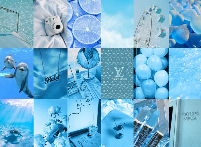 100 PCS Baby Blue Wall Collage Kit Light Blue Art - Etsy