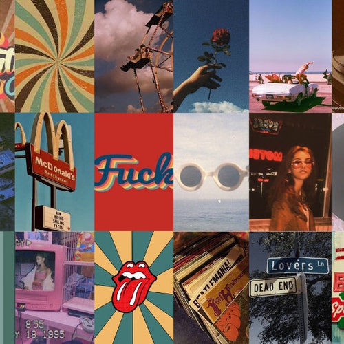 Vintage Retro Aesthetic Wall Collage Kit Vintage Wall Collage Etsy