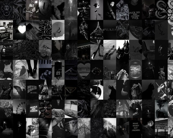 100 Black Wall Collage Kit Black Wall Collage Dark Aesthetic - Etsy