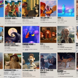 160 Cartoon Minimalist Movie Posters, Aesthetic Cartoon Collage, for ...
