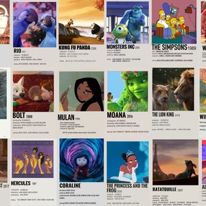 160 Cartoon Minimalist Movie Posters, Aesthetic Cartoon Collage, for ...