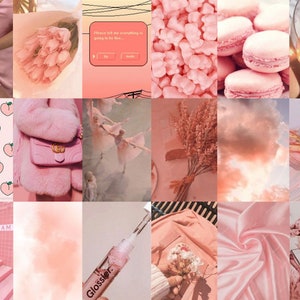 115 Peachy Pink Aesthetic Wall Collage Kit, VSCO Girl Room Decor, Peach ...