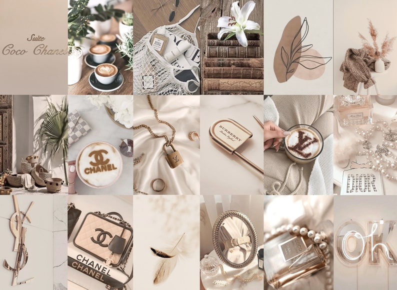 180pcs Neutral Aesthetic Collage Kit Boho Wall Collage Beige - Etsy