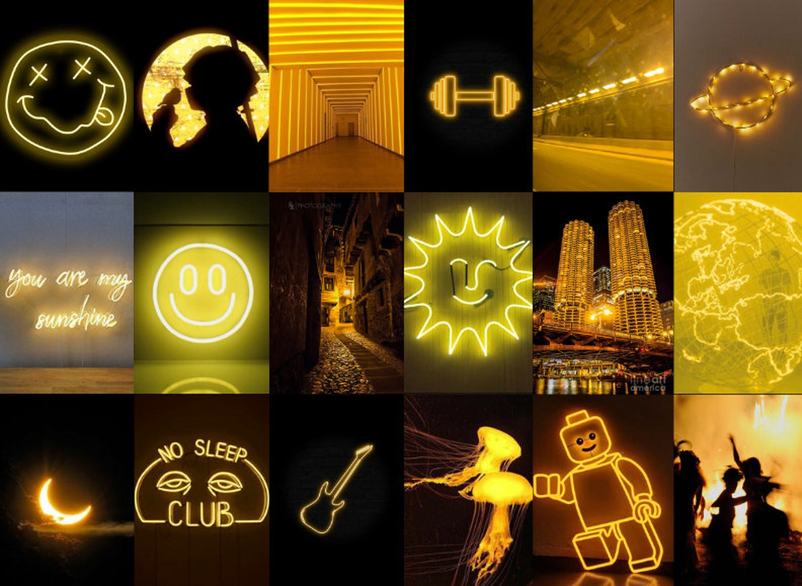 100 PCS Neon Yellow Wall Collage Kit-honey Yellow Aesthetic - Etsy Canada