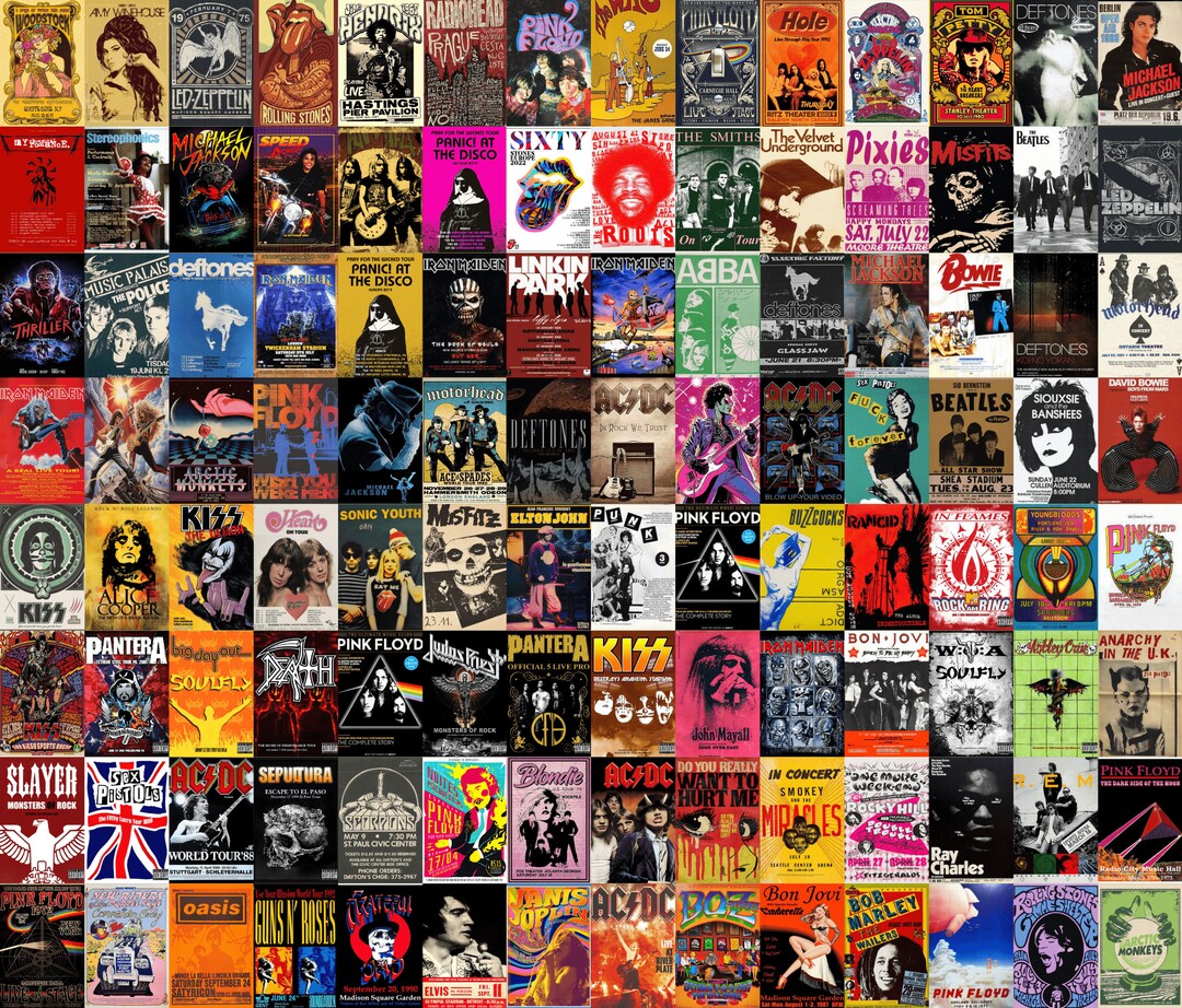 550PCS Vintage Concert Poster, Retro Band Poster, Classic Rock Posters, Vintage Music Posters ...
