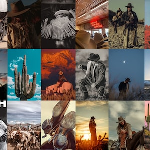 150 Western Aesthetic Wall Collage - Cowgirl Western Collage Kit - Old ...