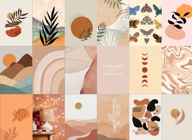 Boho Aesthetic Collage Neutral Collage Kit Boho Botanical Etsy Canada