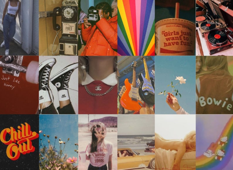 100 Vintage Retro Wall Collage Kit Retro Wall Collage Kit - Etsy