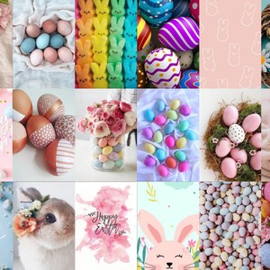 Easter Wall Digital Collage Sheets, Rainbow Easter Wall Collage, Easter ...