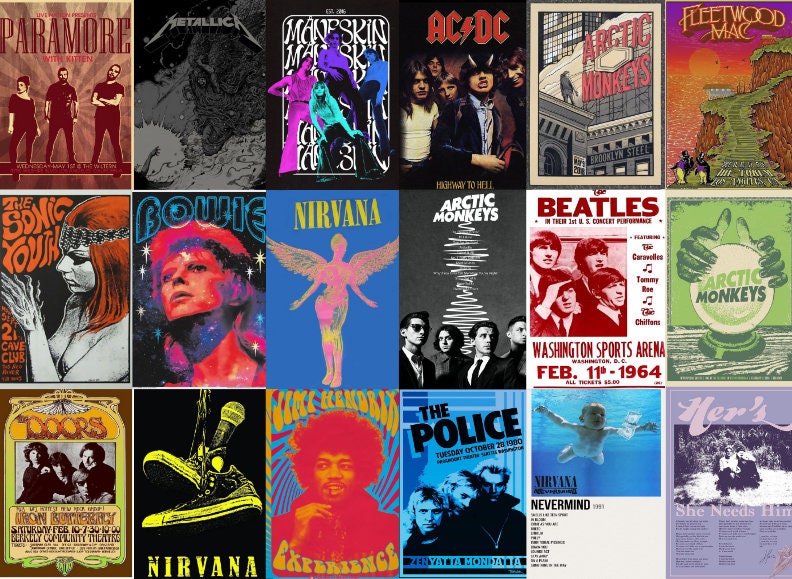 530PCS Vintage Concert Poster Retro Band Poster Classic Rock - Etsy Canada