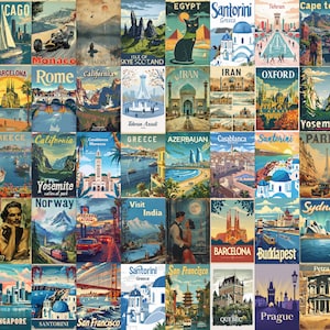 350pcs Travel Poster, Vintage Travel Wall Art, Retro Aesthetic, Travel ...