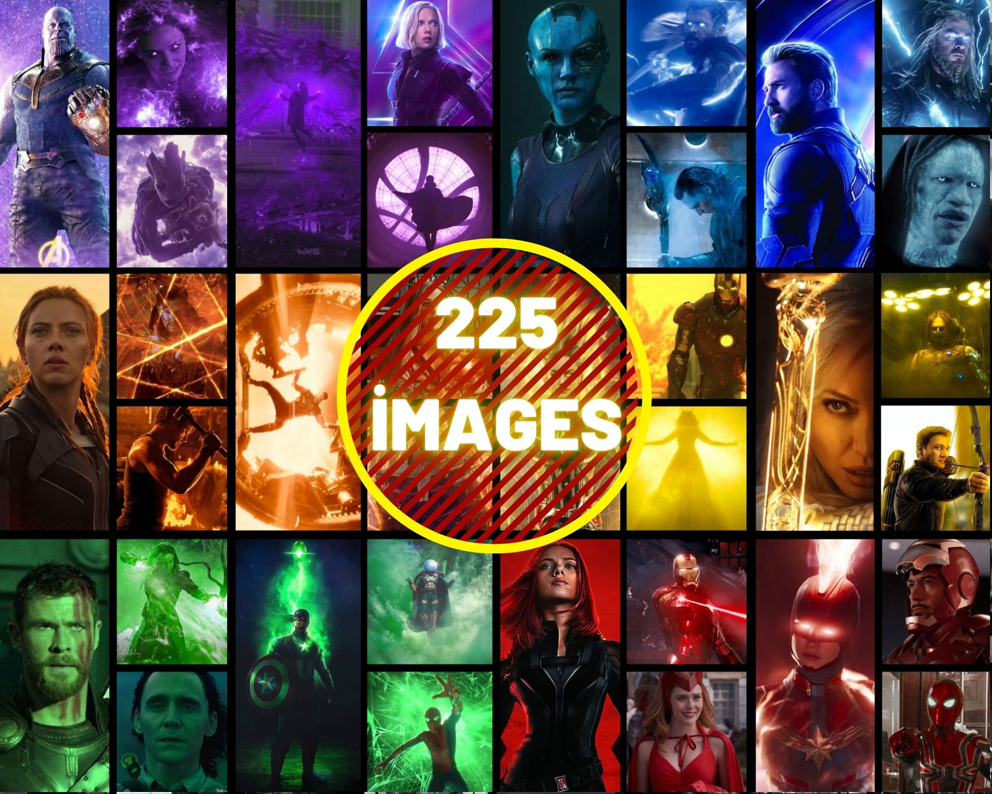 225 Marvel Avengers Rainbow Aesthetic Wall Collage, Marvel Collage Kit ...