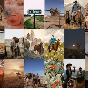 150 Western Aesthetic Wall Collage - Cowgirl Western Collage Kit - Old ...