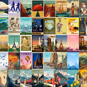 330pcs Travel Poster Retro Aesthetic Vintage Travel Wall Art Aesthetic ...