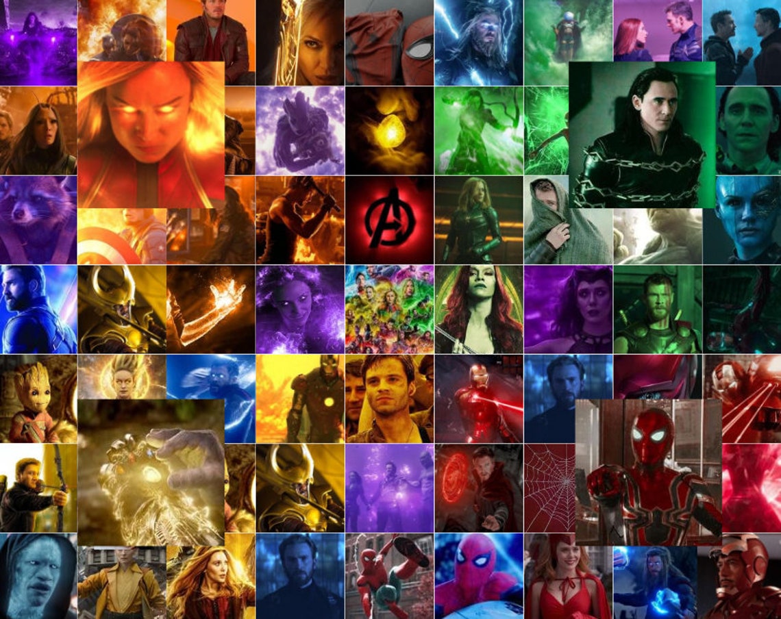 225 Marvel Avengers Rainbow Aesthetic Wall Collage, Marvel Collage Kit ...