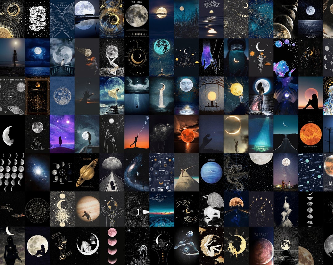 160PCS Moonlight Aesthetic Wall Collage Kit, Astronomy Collage Kit ...