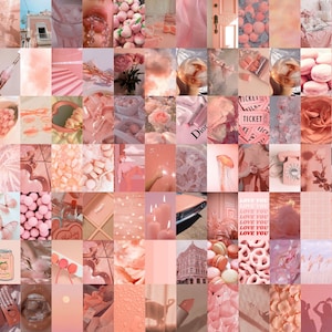 115 Peachy Pink Aesthetic Wall Collage Kit, VSCO Girl Room Decor, Peach ...
