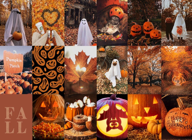80PCS Halloween Fall Collage Kit, Halloween Photo Collage, Fall Breeze ...