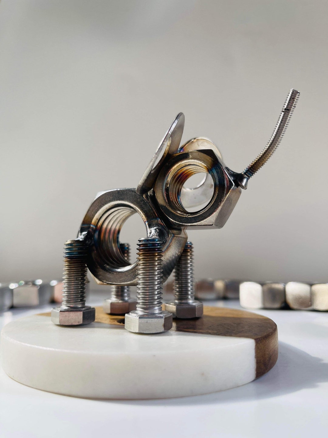 Metal Elephant Sculpture Out of Nuts & Bolts - Etsy
