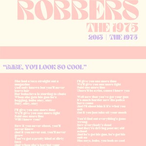 Robbers by the 1975 - Music Poster | Song Lyric Wall Art, Digital Print ...