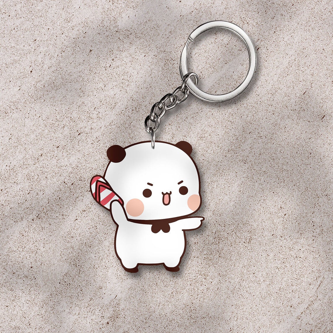 Panda Bear Bubu Throwing Flip Flop to Dudu Acrylic Keychain - Etsy