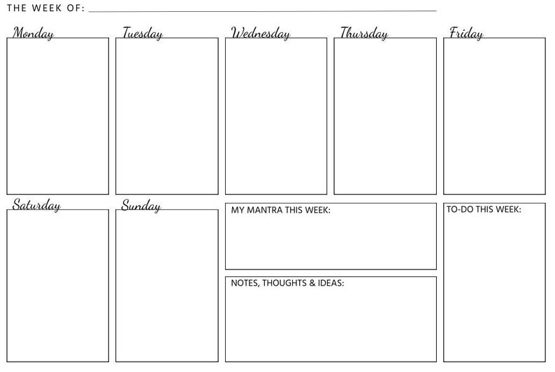 Weekly Planner, Printable Planner, Planner Template, Instant Download ...