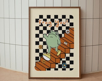 Retro Frog Wall Print, Vintage Illustration, Retro Quote Print, A3 A4 ...
