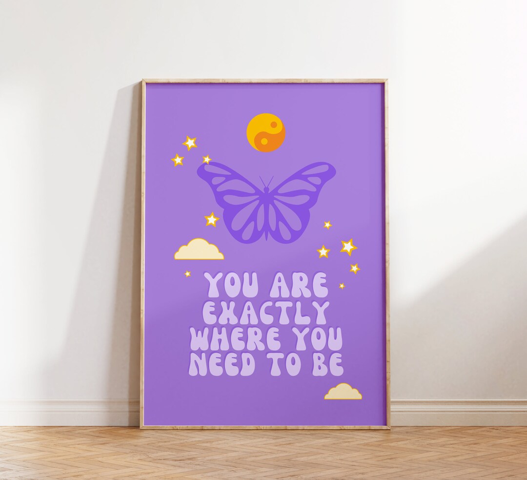 Retro Hippie Quote Wall Print, Retro 90s Print, Inspirational Quote ...