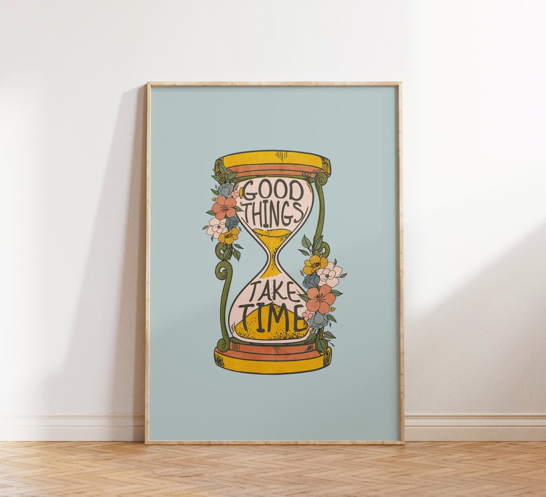 Retro Hourglass Print: Inspirational Quote, Hippie Wall Decor (digital ...