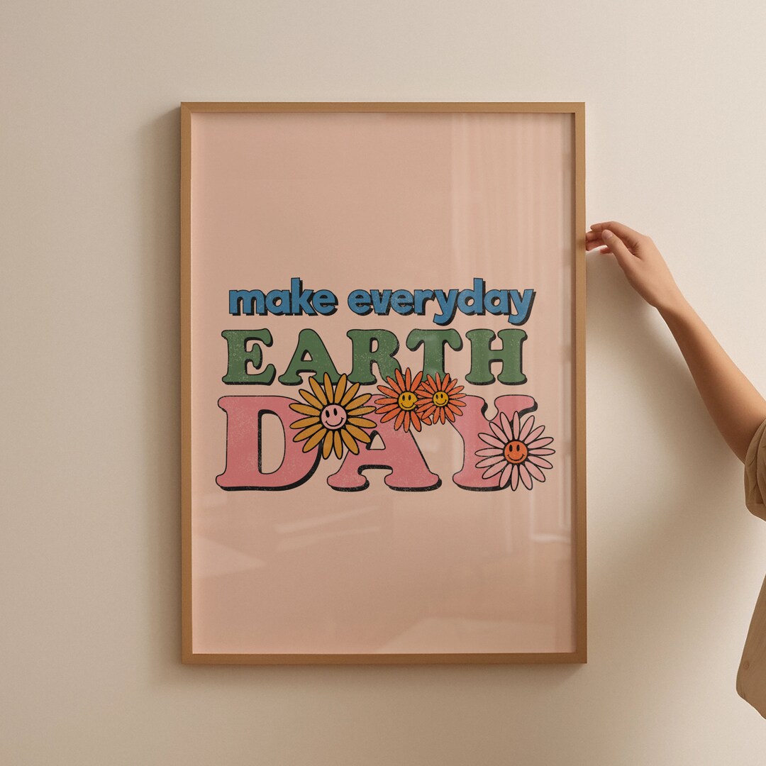 Retro Earth Day Print, Save the Planet, Retro Wall Art, Retro Wall ...
