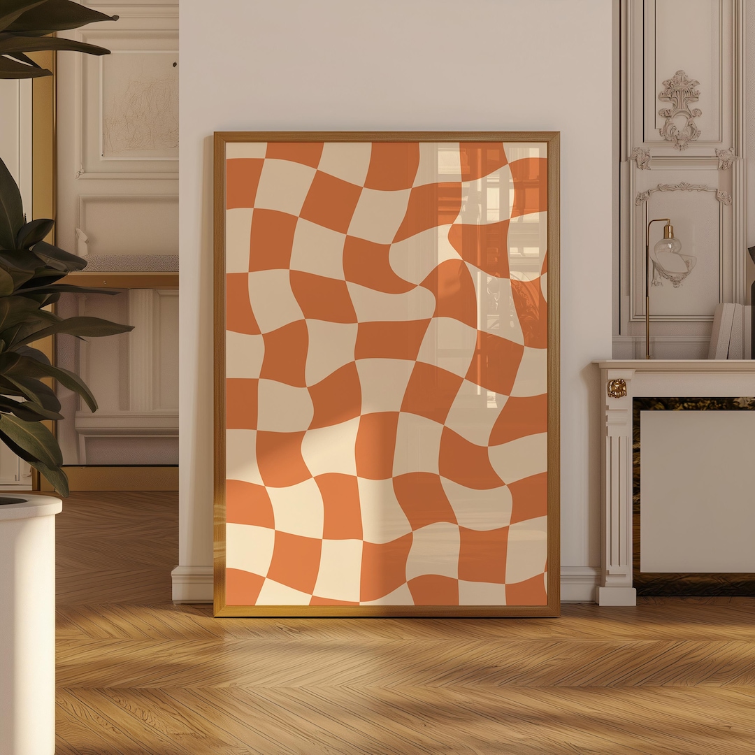 Retro Checkered Art Print | 70s Groovy Poster (digital Download ...