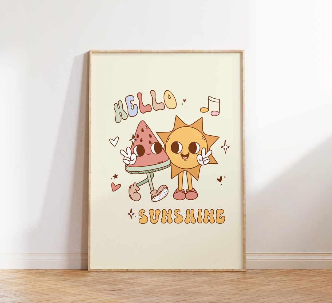 Cute Retro Quote Print, Sunshine Print, Retro Wall Art, Wall Decor ...
