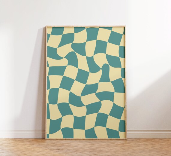 Retro Groovy Print Checkered Art Retro Wall Art Retro - Etsy