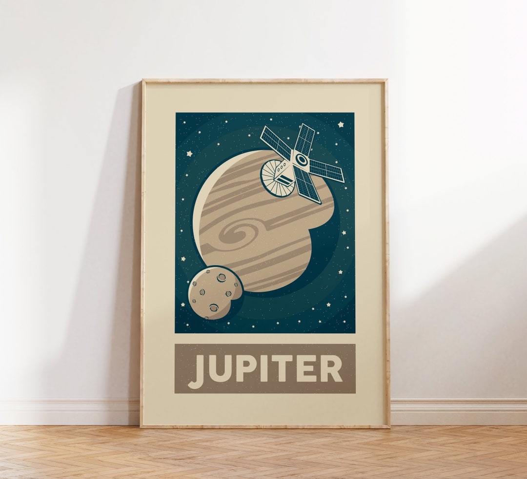 Retro Jupiter Print, Solar System Planets, Space Print, Retro Poster ...