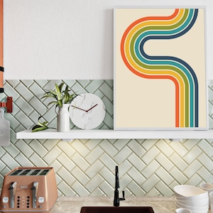 Retro Wall Art Geometric Print Groovy Print Wall Art - Etsy