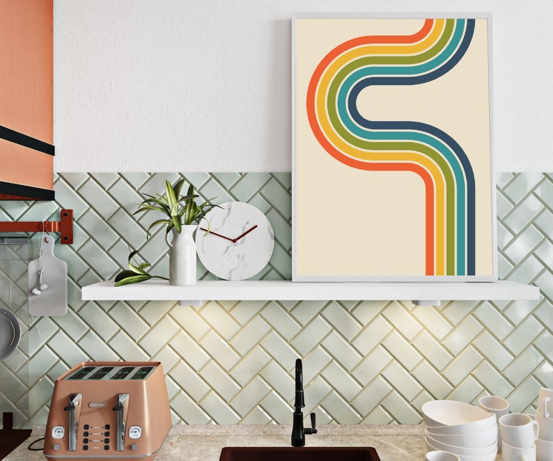 Retro Wall Art Geometric Print Groovy Print Wall Art - Etsy