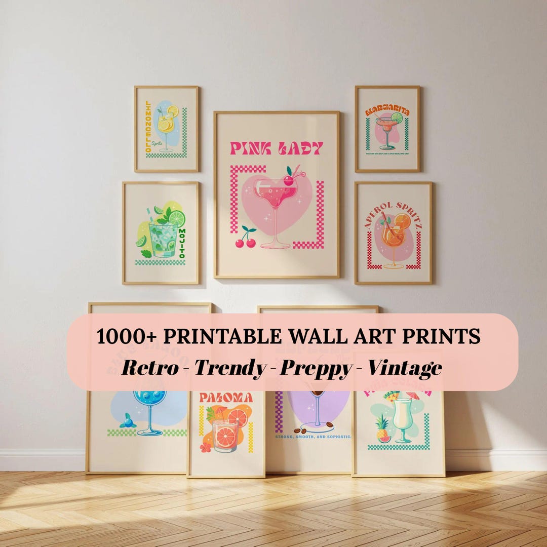 MEGA BUNDLE of 1000+ Trendy Gallery Wall Set, Retro Wall Art, Trendy ...