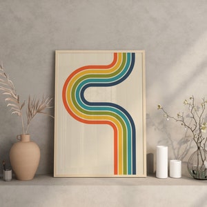Retro Wall Art Geometric Print Groovy Print Wall Art - Etsy