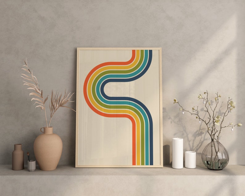 Retro Wall Art Geometric Print Groovy Print Wall Art - Etsy